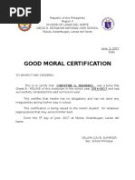 01 Certificate of Good Moral Character Sample - Word | PDF | Primary ...