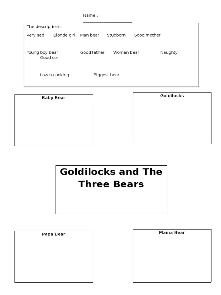 Goldilocks and The Three Bears: Name | PDF
