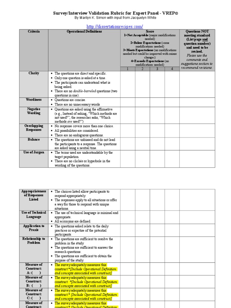 Validation Instrument For Pre Test Posttest Pdf Validity