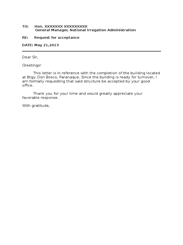 Request For Acceptance | PDF