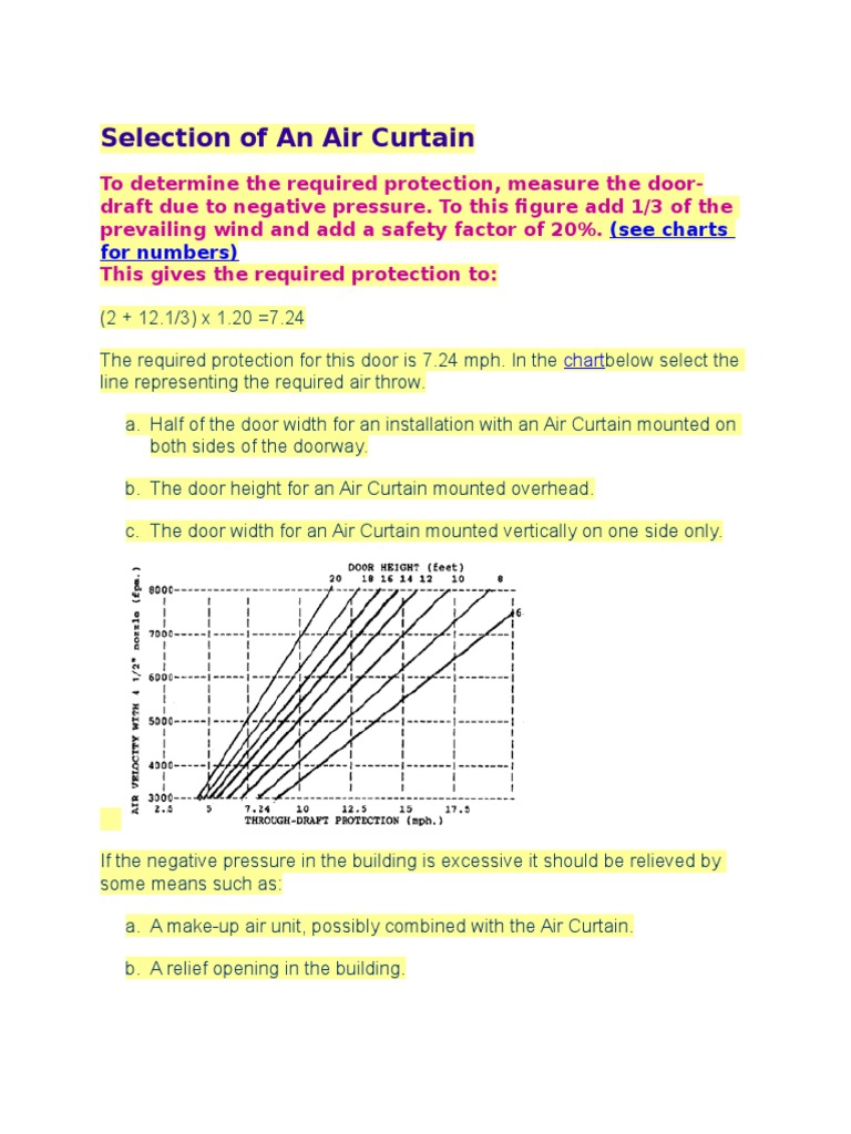 Selection of An Air Curtain: (See Charts For Numbers) | PDF ...