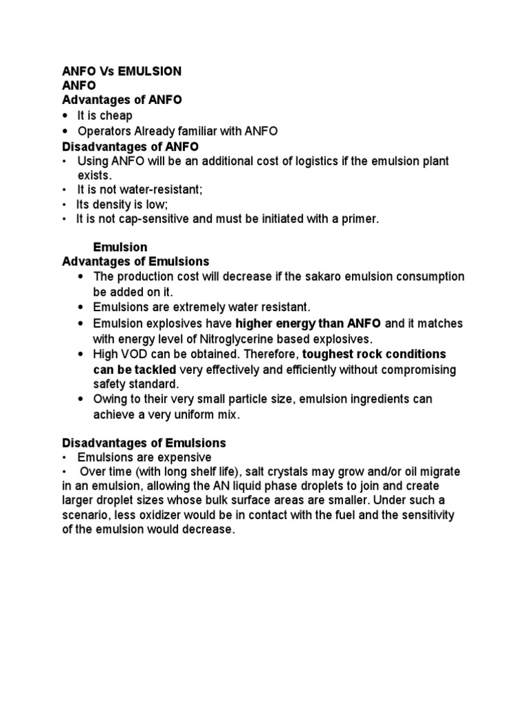 Anfo Vs Emulsion | PDF