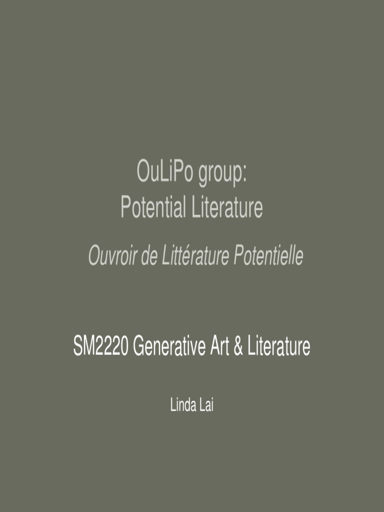 OuLiPo(1) | Poetry | Mathematics