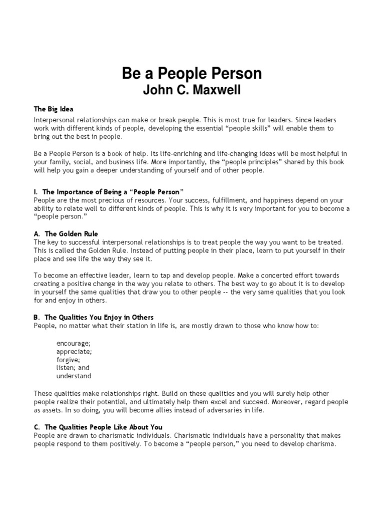 Be A People Person | PDF | Leadership | Motivation