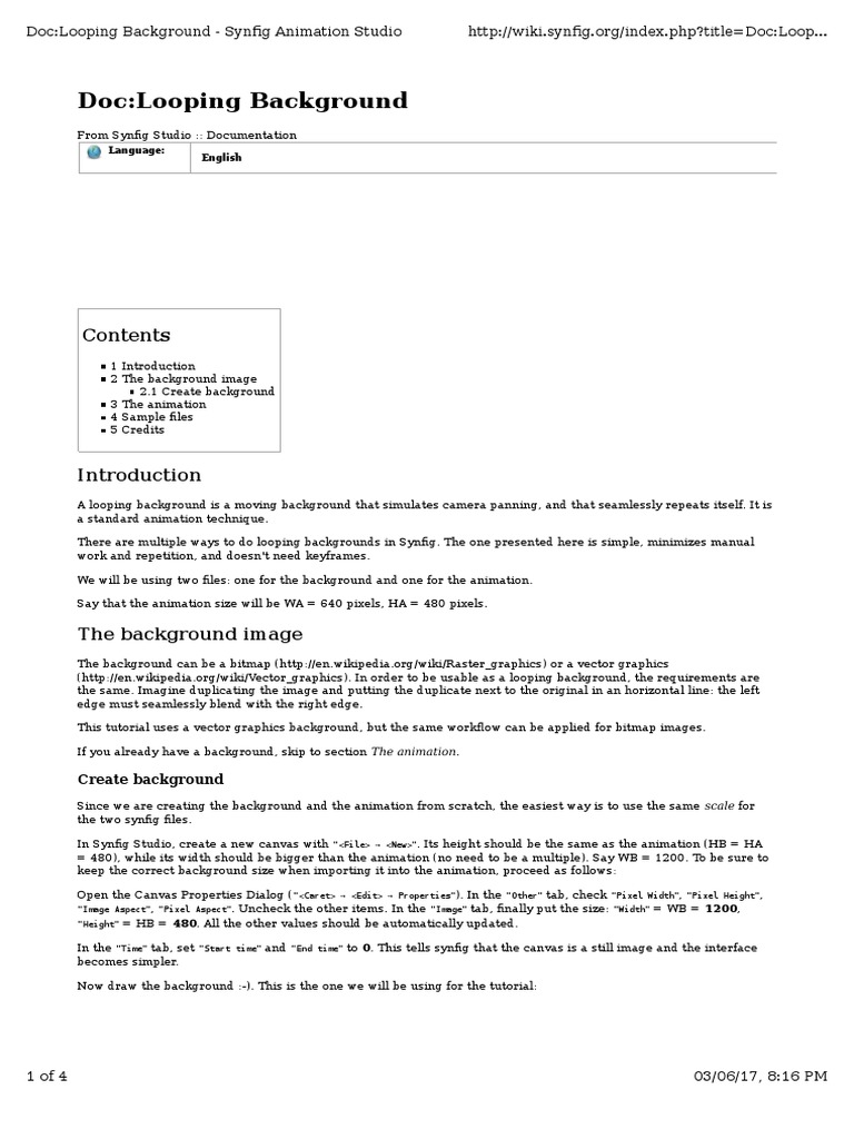 Looping Background Tutorial | PDF | Animation | Wiki