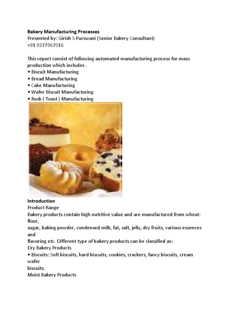 Bakery Manufacturing Processes Pdf Breads Dough