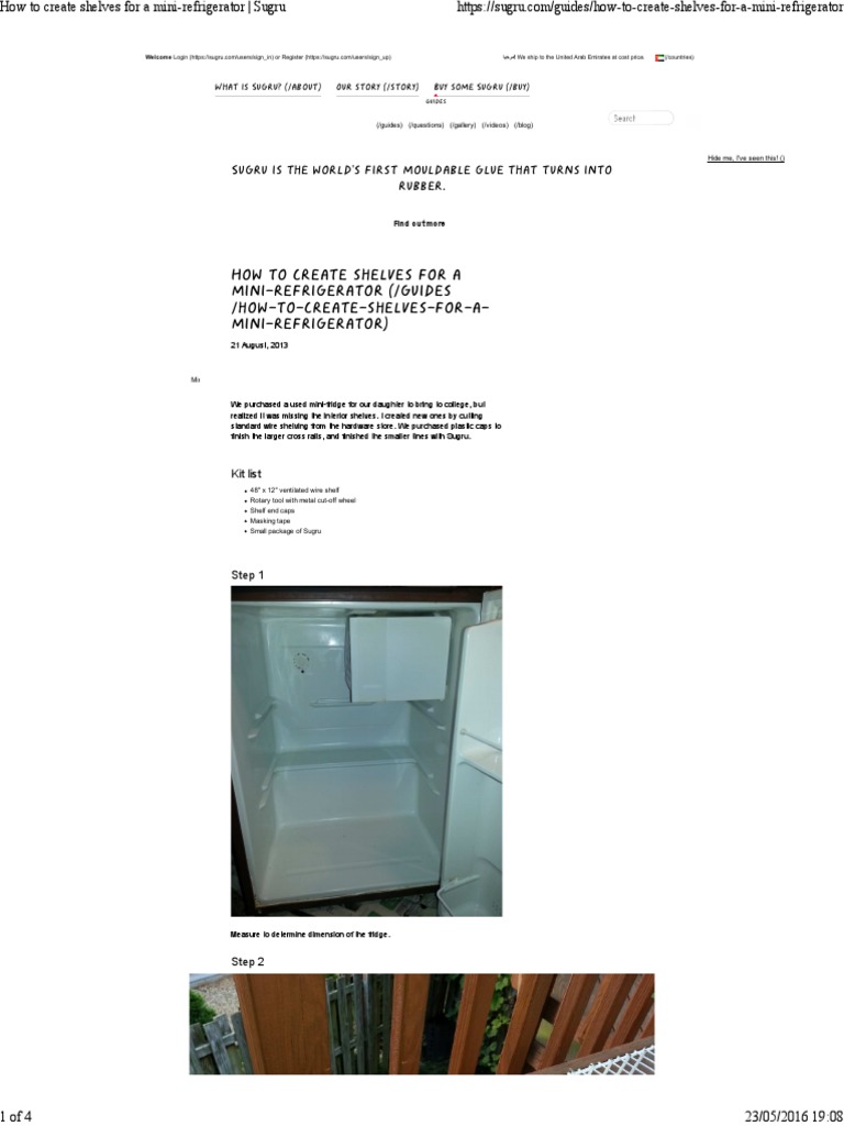 How To Create Shelves For A Mini-Refrigerator - Sugru | PDF | Internet ...