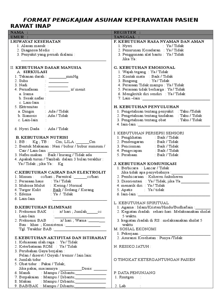 Format Asuhan Keperawatan Rawat Inap Dan Rawat Jalan | PDF Format Asuhan Keperawatan Rawat Inap Dan Rawat Jalan | PDF