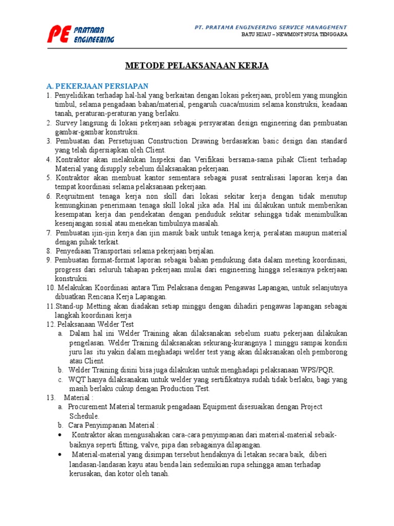 Metode Pelaksanaan Pekerjaan | PDF