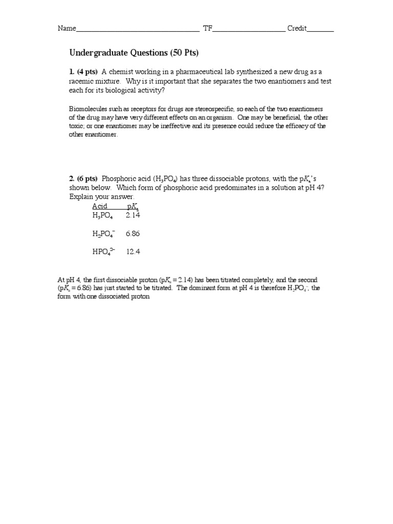 Problemset1 2008graduatekey | PDF | Aspirin | Acid Dissociation Constant