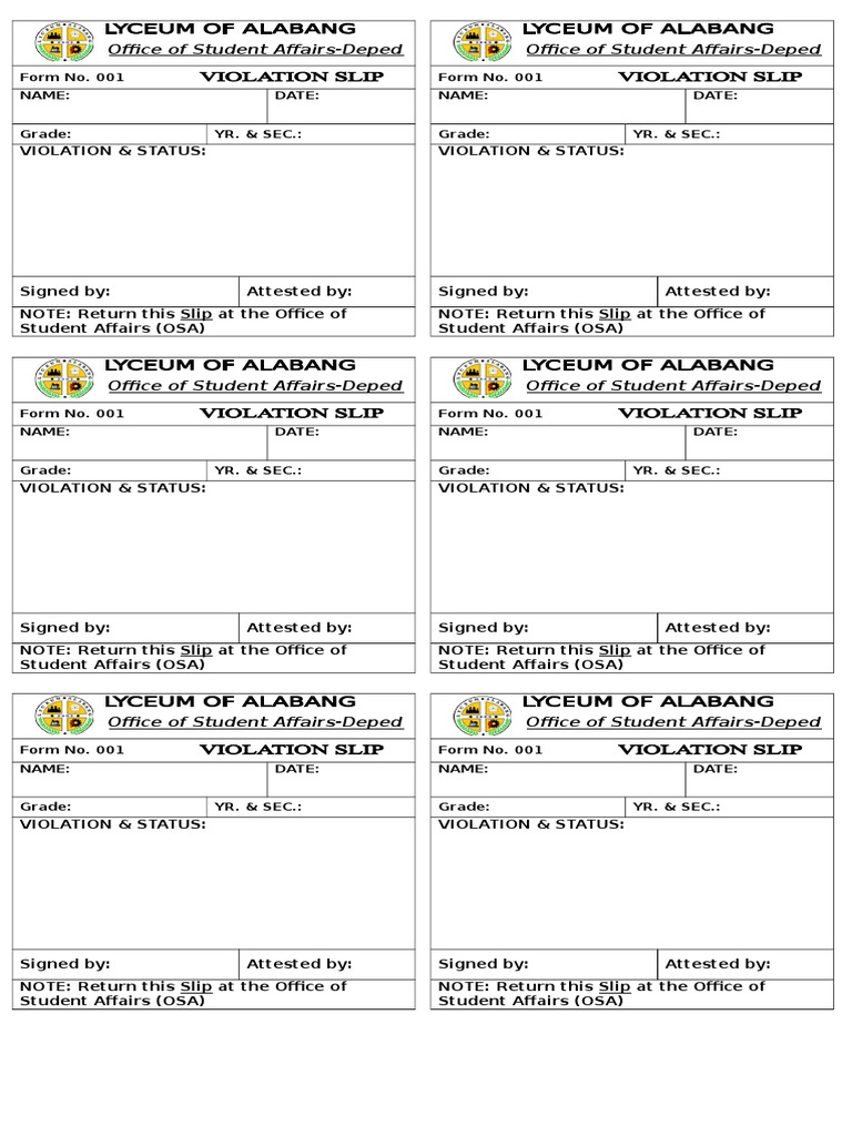 Student Violation Report Form | PDF