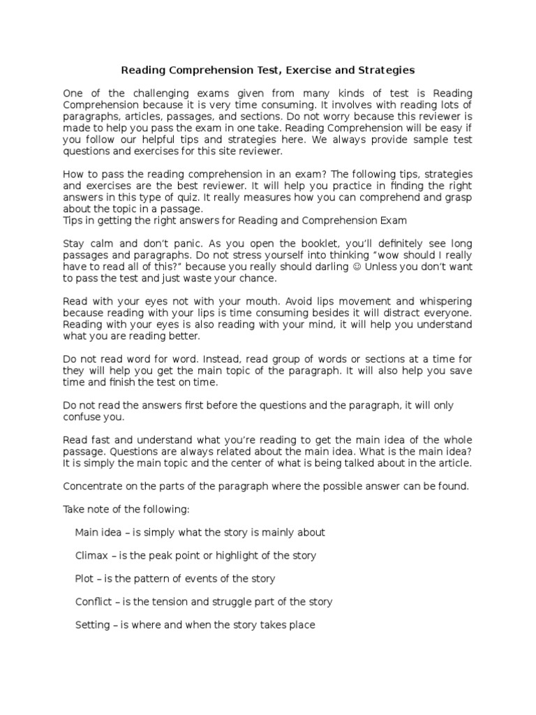 Reading Comprehension Strategies and Exercises | PDF | Malaysia ...