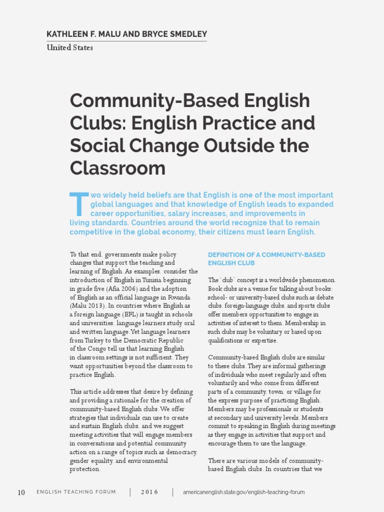 English Clubs | PDF | English As A Second Or Foreign Language ...