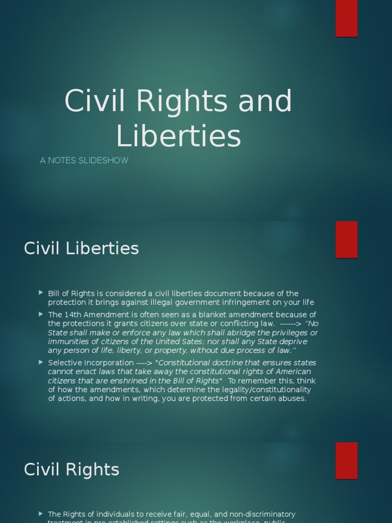 Civil Rights and Liberties: A Notes Slideshow | PDF | Fourteenth ...