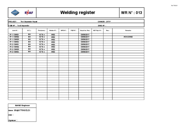 Welding Register | PDF
