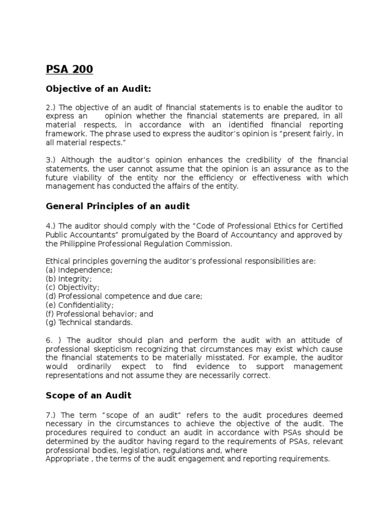 Objectives and Principles of an Audit | PDF | Financial Audit | Auditor ...