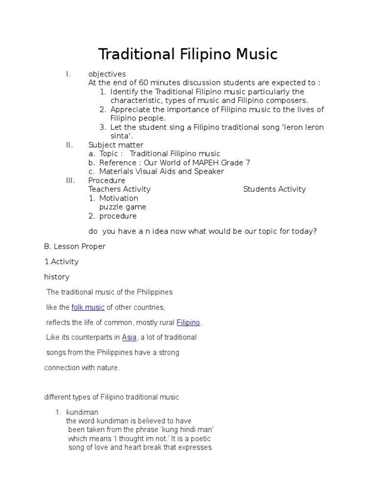 Filipino Music LP | PDF | Philippines | Folk Music