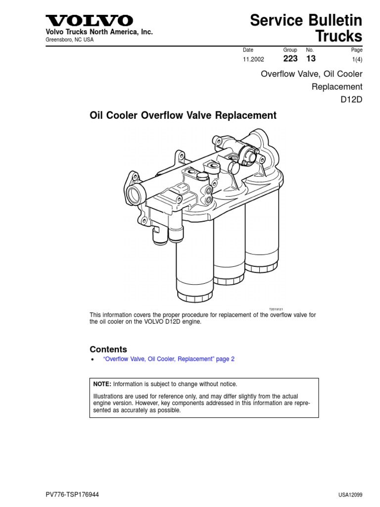 Oil Cooler Overflow Valve Replacement | PDF | Turbocharger | Valve