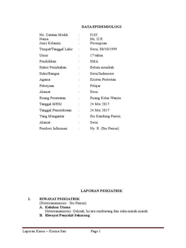 Lapkas 1 Skizofrenia Hebefrenik | PDF