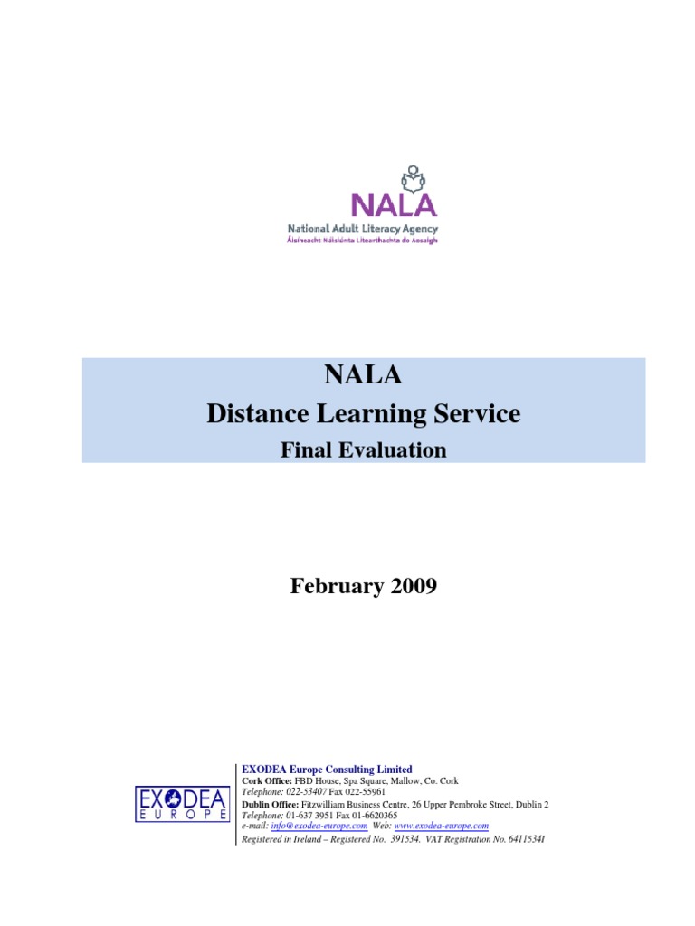 NALA Distance Learning Evaluation Report | PDF | Adult Education | Literacy