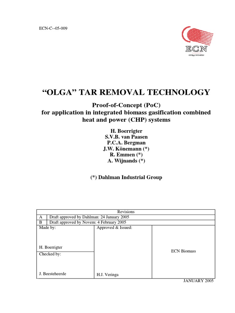 OLGA Tar Removal for Biomass CHP | PDF | Gasification | Biomass