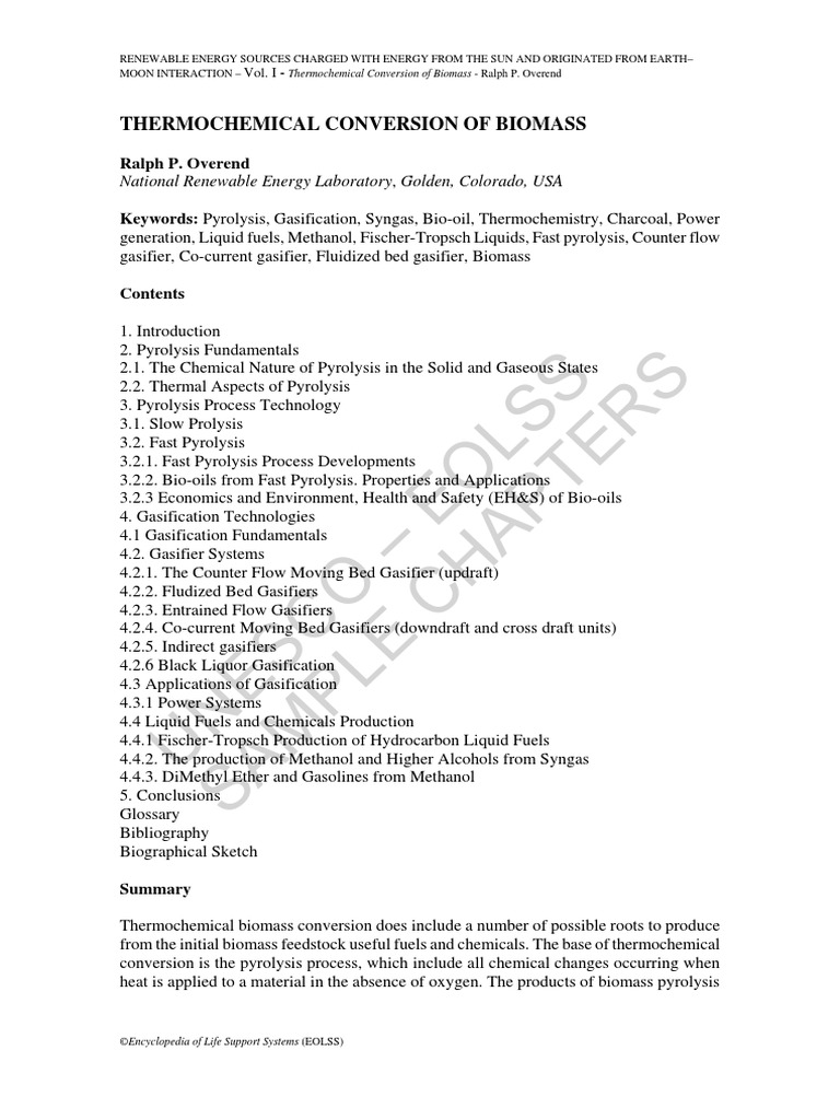Conversion of Biomass | PDF | Gasification | Pyrolysis