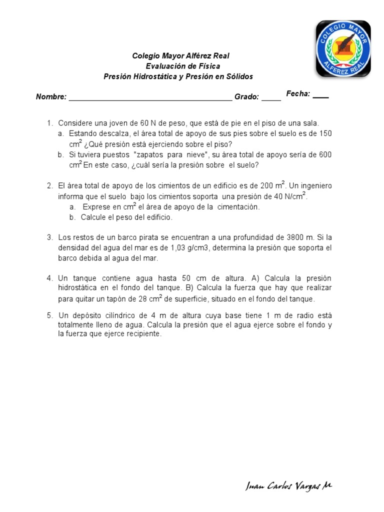 Taller Presion Pdf Fundación Ingeniería Submarinos