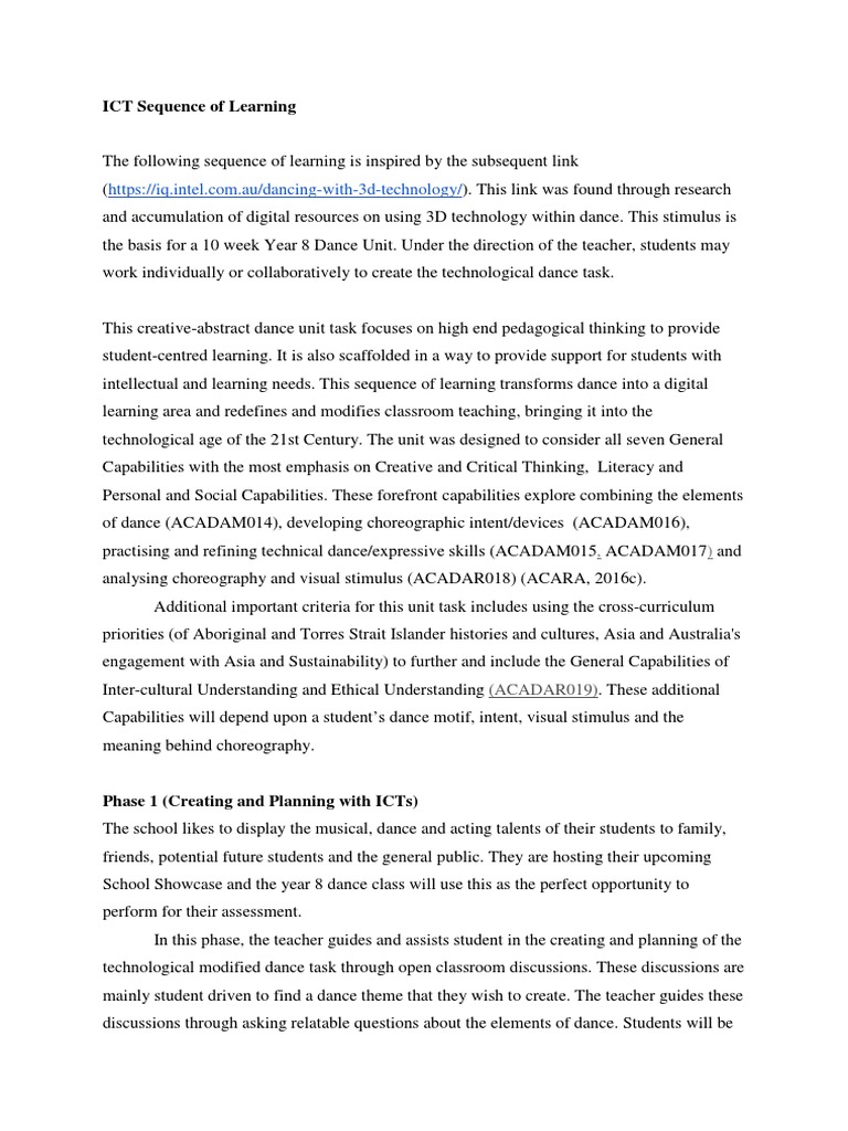 Sequence of Learning | PDF | Dances | Reflective Practice