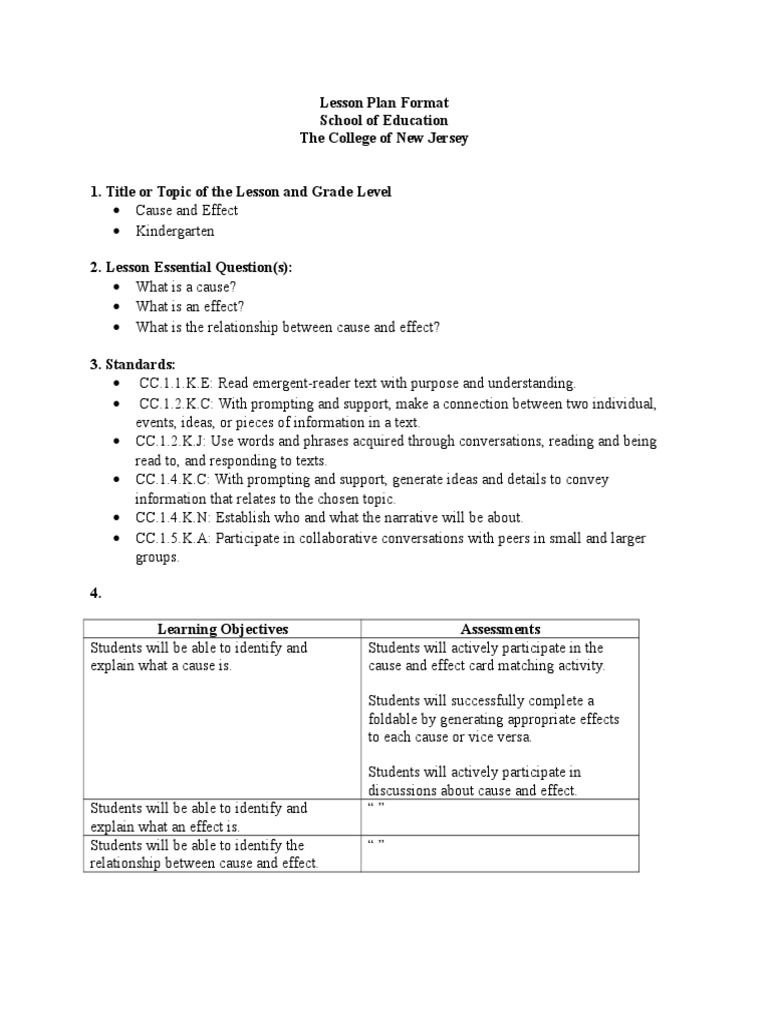 Cause and Effect Lesson | PDF | Causality | Lesson Plan