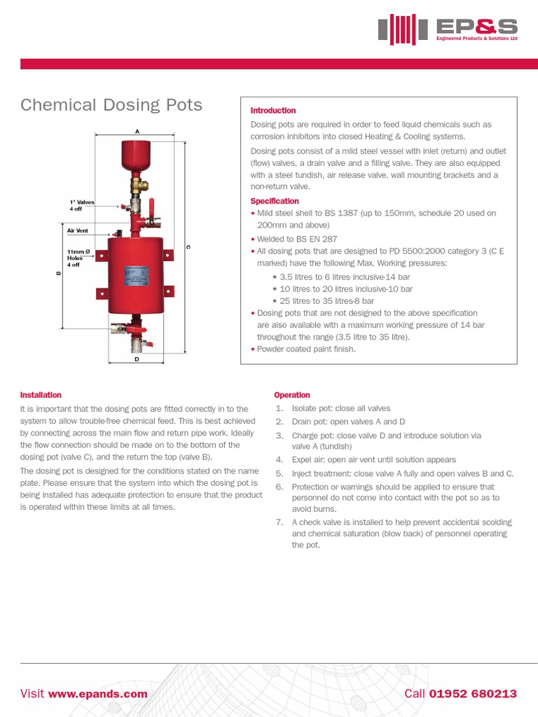 Chemical Dosing Pots | PDF | Valve | Cookware And Bakeware