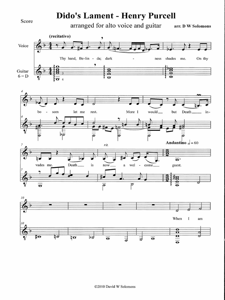 Purcell - Dido's Lament | PDF