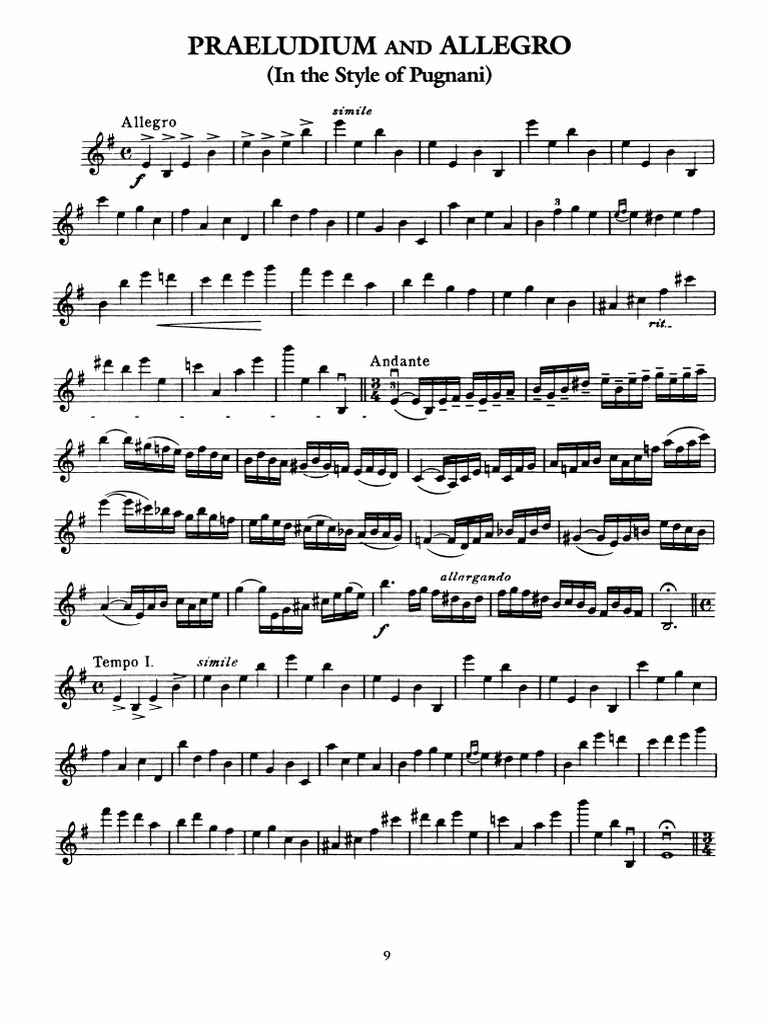 Kreisler - Praeludium and Allegro - Violin PDF | PDF