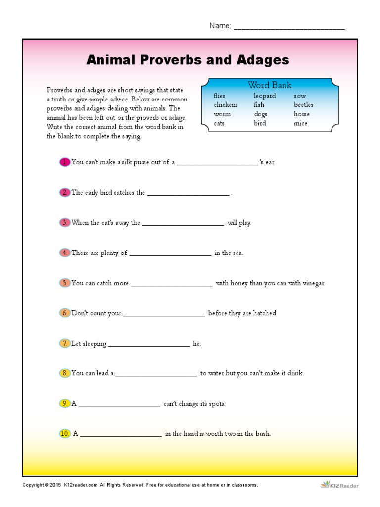 Animal Proverbs and Adages PDF | PDF | Proverb