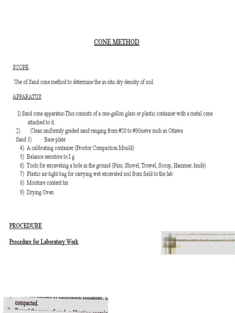 Sand Cone Method for Soil Density | PDF | Home & Garden