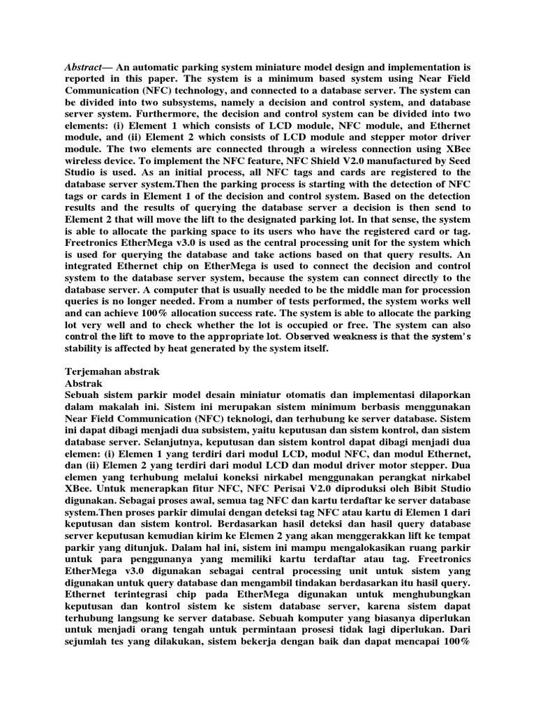 Abstract - An Automatic Parking System Miniature Model Design and ...