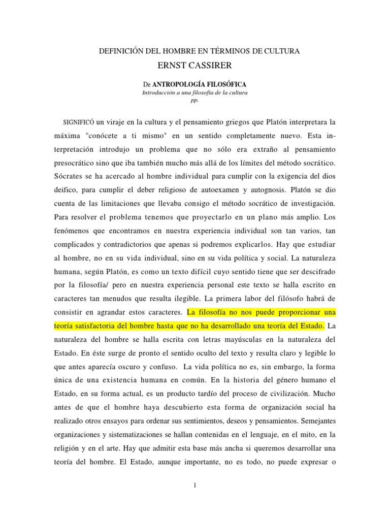Definición Del Hombre en Términos de Cultura | PDF | Science | Platón