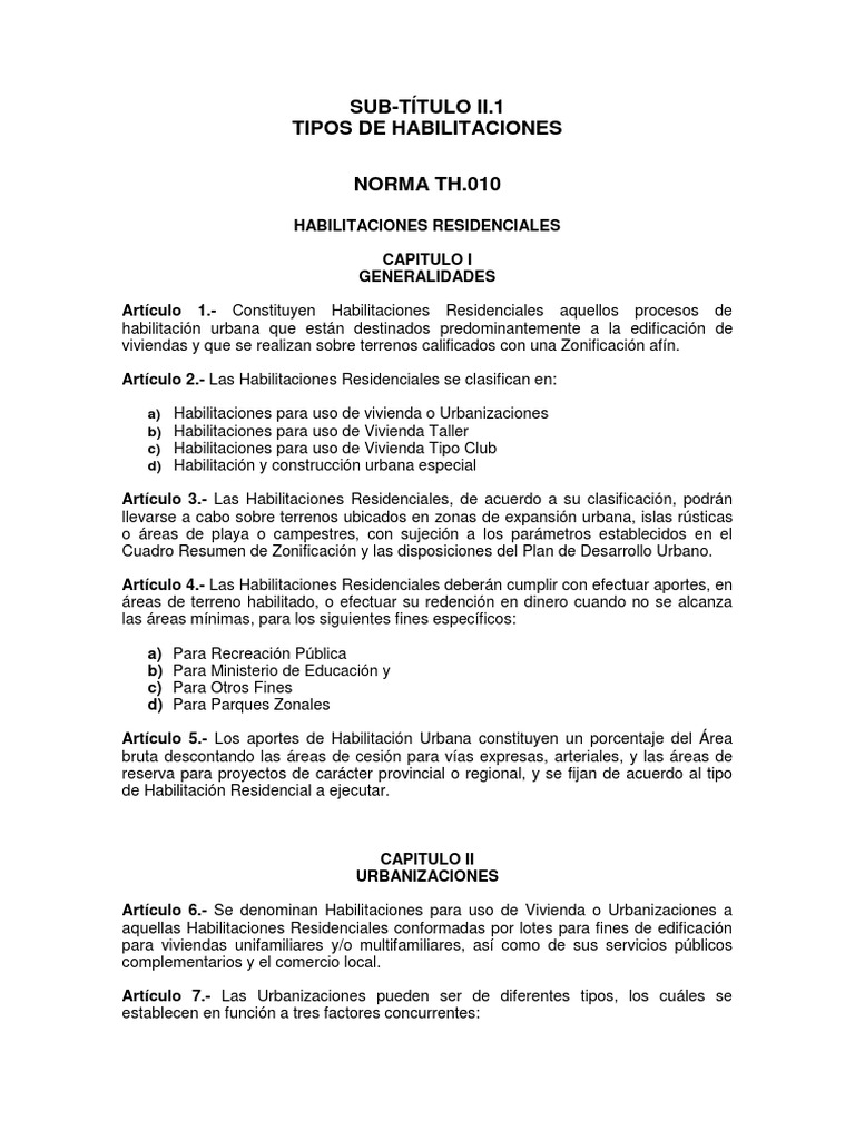 Norma Th.010 Habilitaciones Residenciales | PDF | Condominio | Business