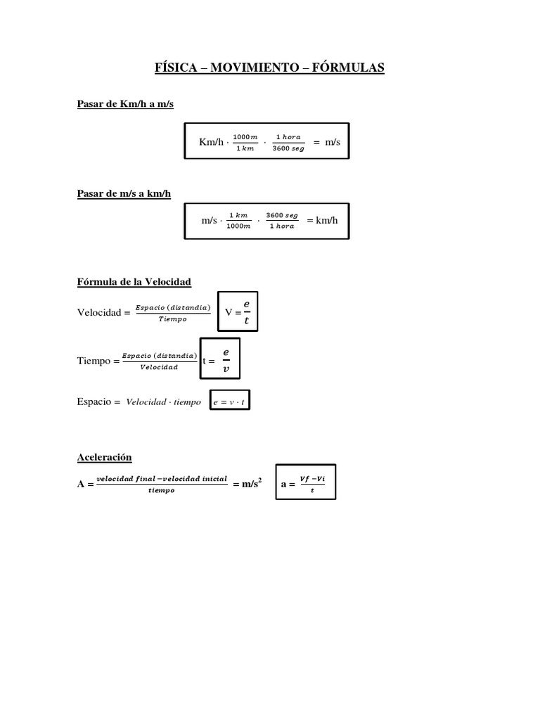 FÍSICA 2ESO - Formulas Necesarias PDF | PDF