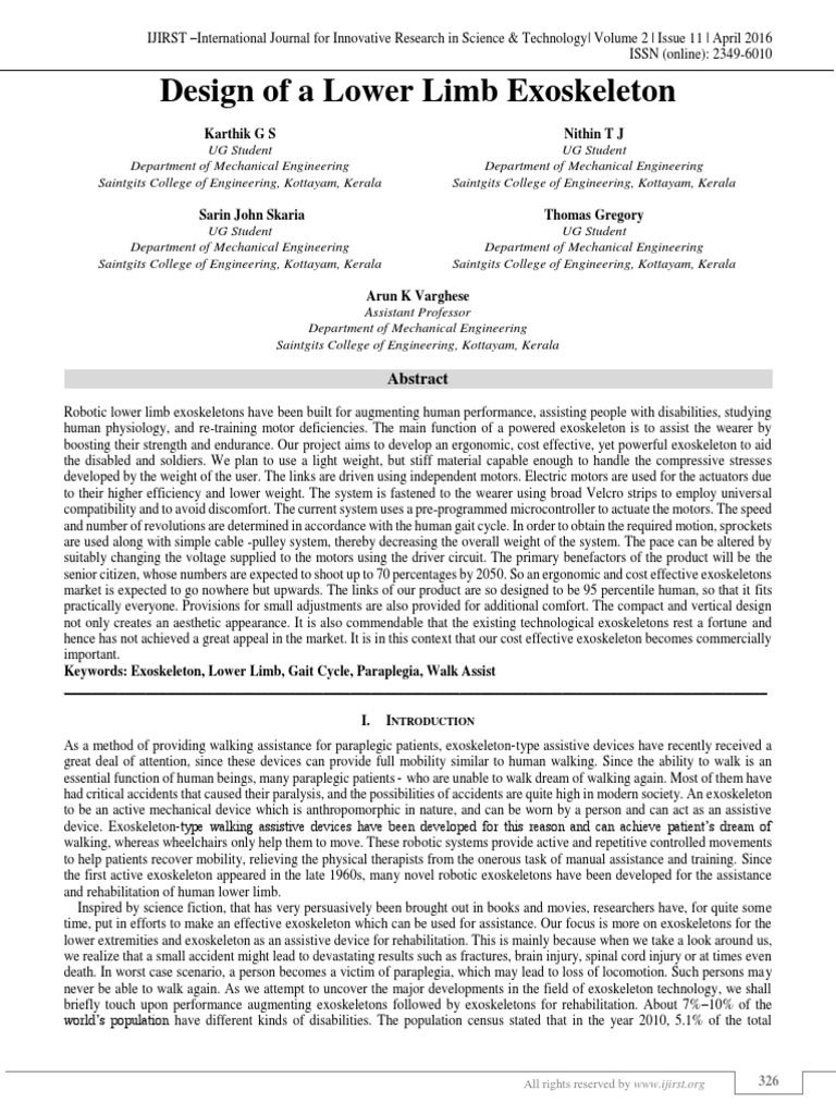 Exoskeleton Design for Rehabilitation | PDF | Arduino | Electric Motor