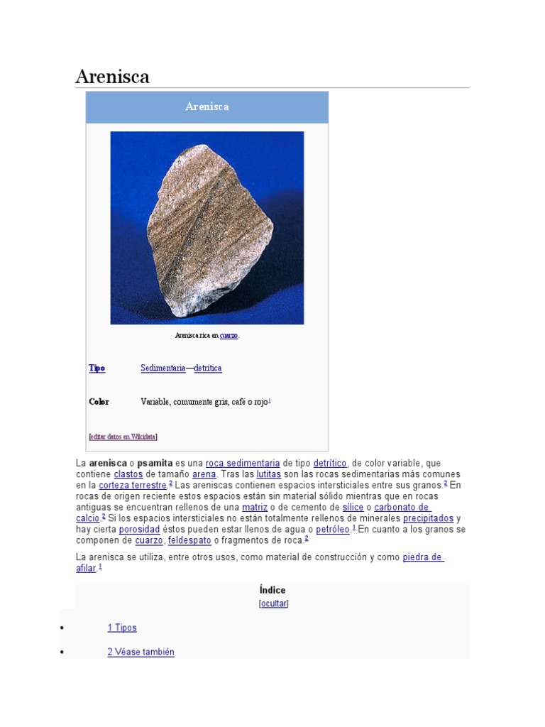 Arenisca | Arenisca | Roca clástica