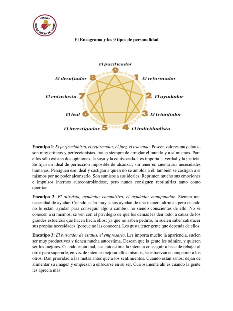 El Eneagrama y Los 9 Tipos de Personalidad | PDF | Eneagrama de la ...