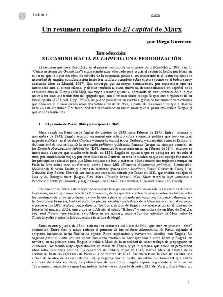 El Capital Resumen | PDF | Friedrich Engels | Karl Marx