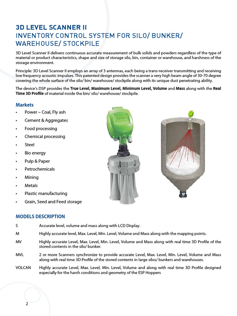 3D Level Scanner Silo Inventory System | PDF | Image Scanner | Warehouse