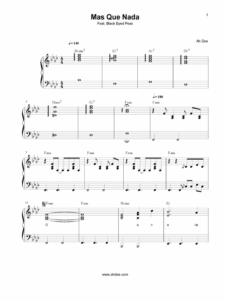Complete Mas Que Nada Piano Sheet PDF | PDF