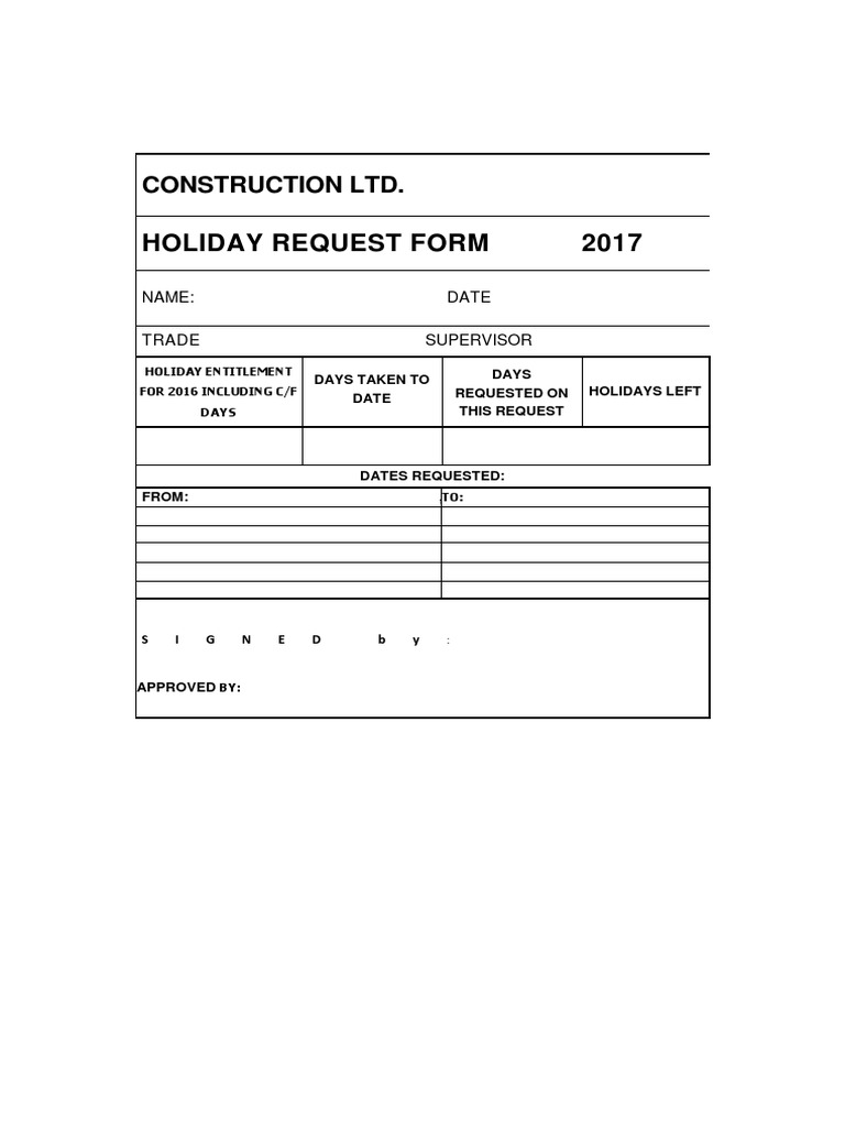Holliday Form | PDF | Holiday Or Vacation | Asia