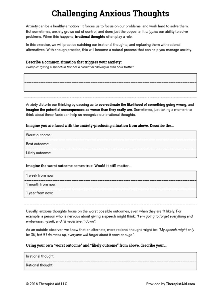 Challenging Anxious Thoughts PDF | PDF