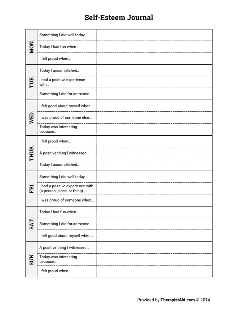 Self Esteem Journal PDF | PDF