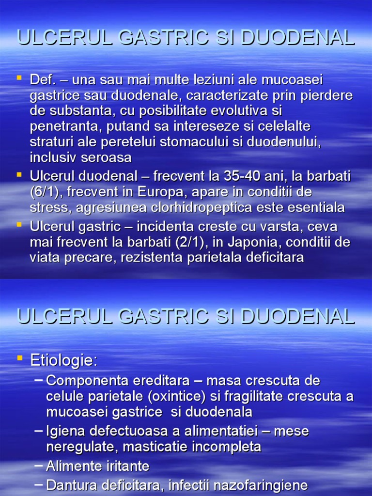 Ulcerul Gastric Si Duodenal | PDF