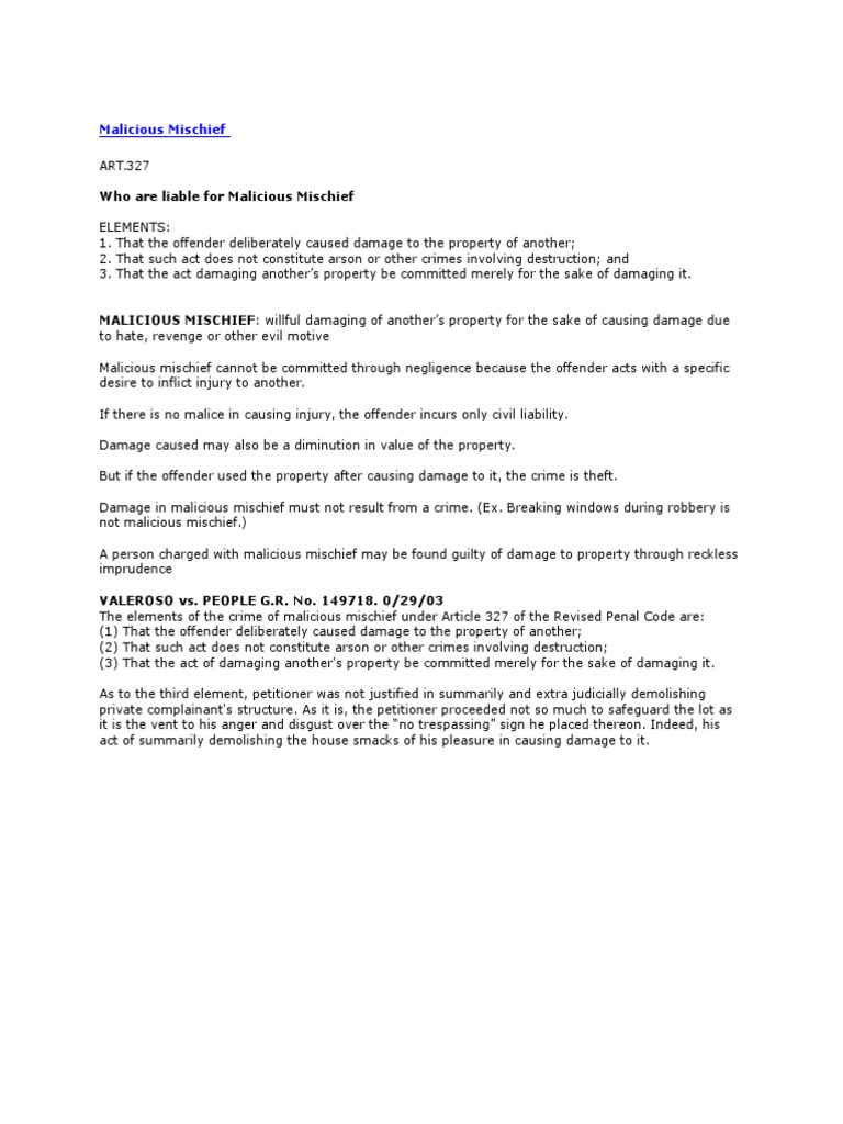 Malicious Mischief | PDF