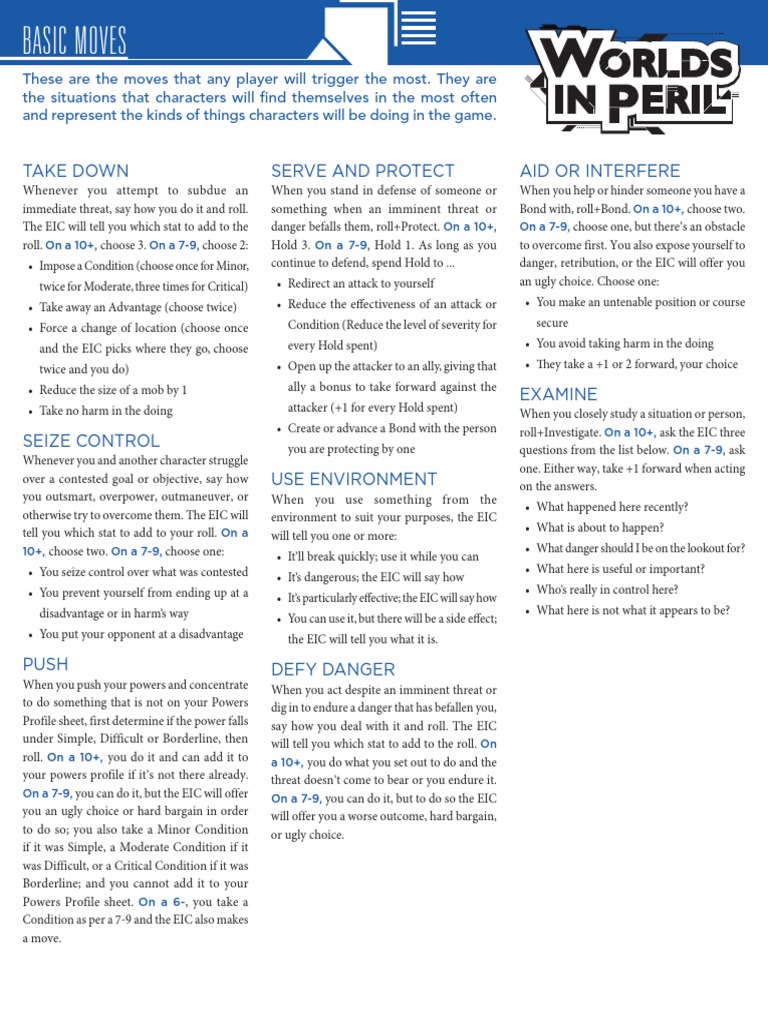 Worlds in Peril - Moves | PDF